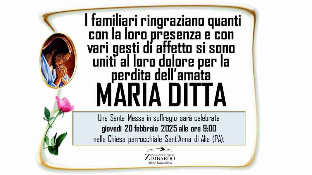 Funerali e annunci funebri a Alia | Maria Ditta - Funer24