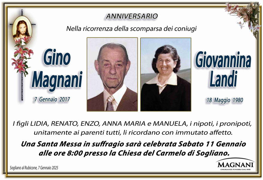 Funerali e annunci funebri a | Gino Magnani e Giovannina Landi - Funer24