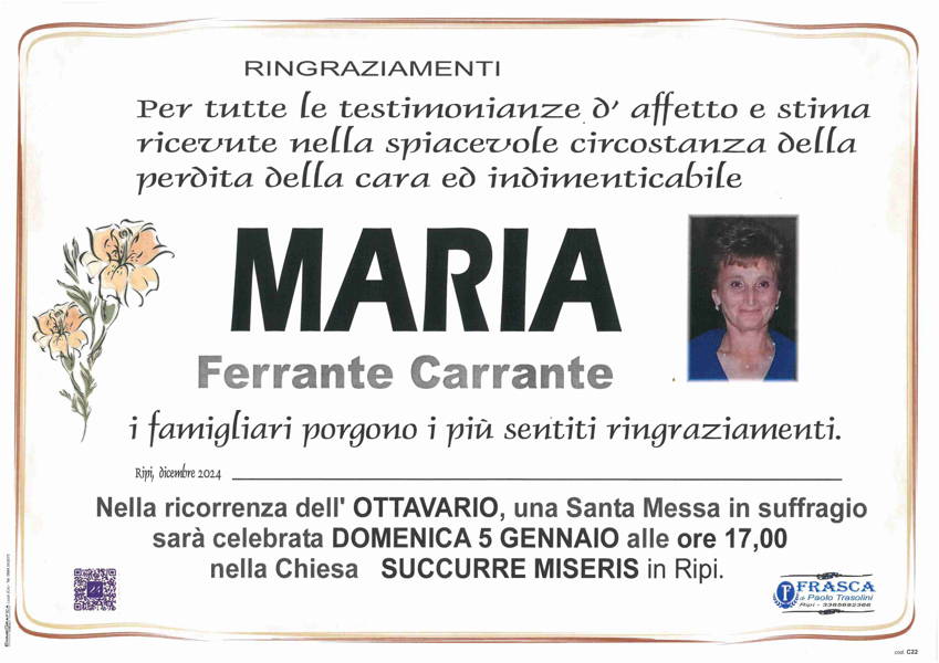 Funerali e annunci funebri a Ripi | Maria Ferrante Carrante - Funer24