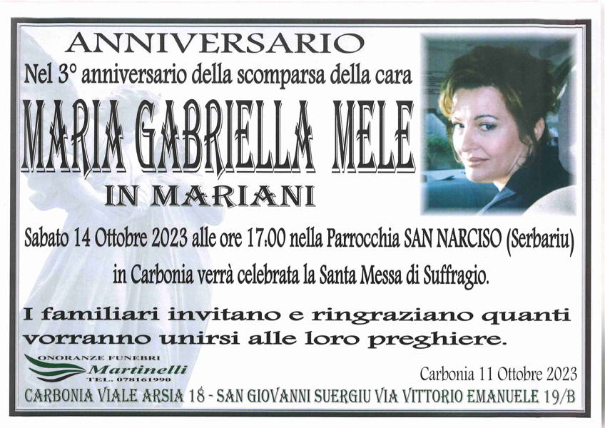 Funerali e annunci funebri a Carbonia | Gabriella Maria Mele - Funer24