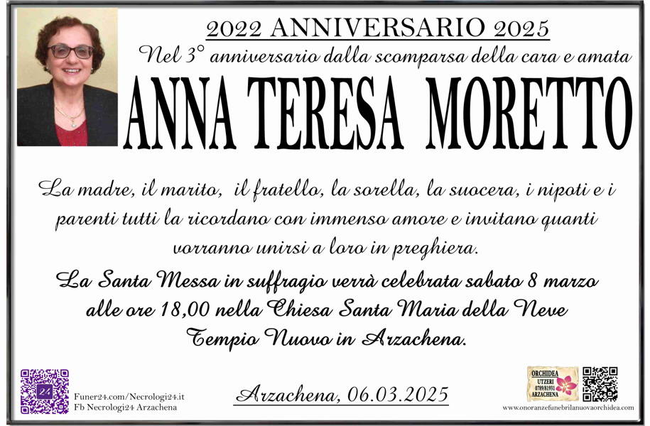 Funerali e annunci funebri a Arzachena | Anna Teresa Moretto - Funer24