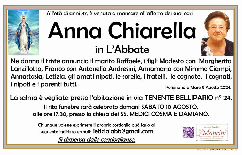 Funerali e annunci funebri a Polignano a Mare | Anna Chiarella - Funer24