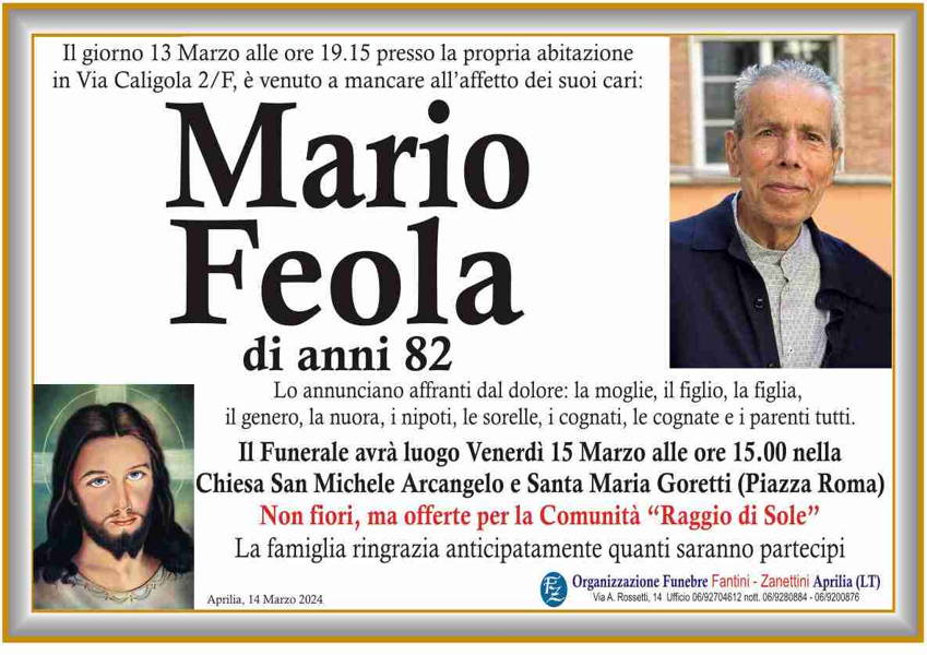 Funerali e annunci funebri a Aprilia | Mario Feola - Funer24