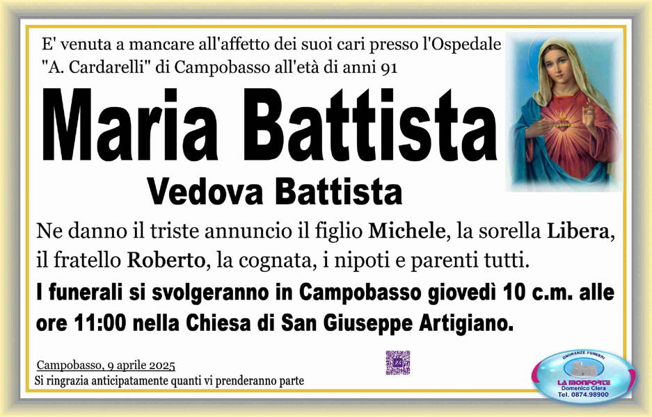 Funerali e annunci funebri a Campobasso | Maria Battista - Funer24